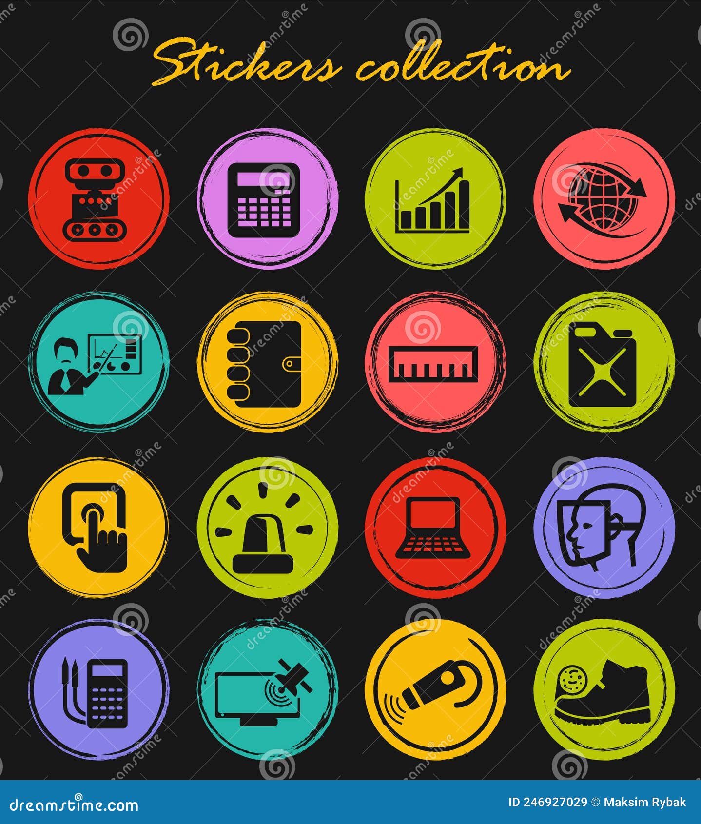 Faculty of Mechanics Icons Set Stock Vector - Illustration of physics ...