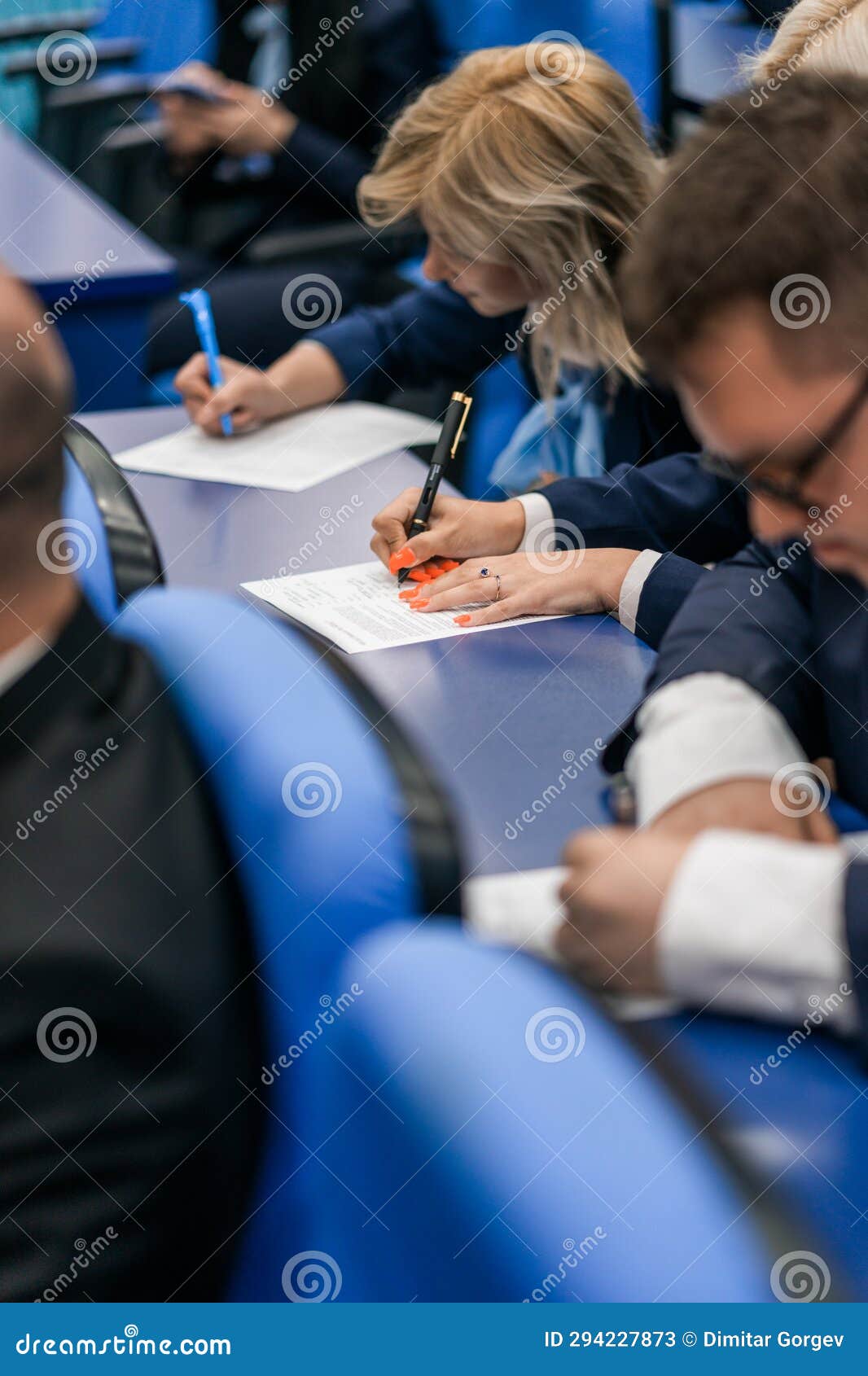 Faculty Students Having Exam at the Classroom. Stock Image - Image of ...