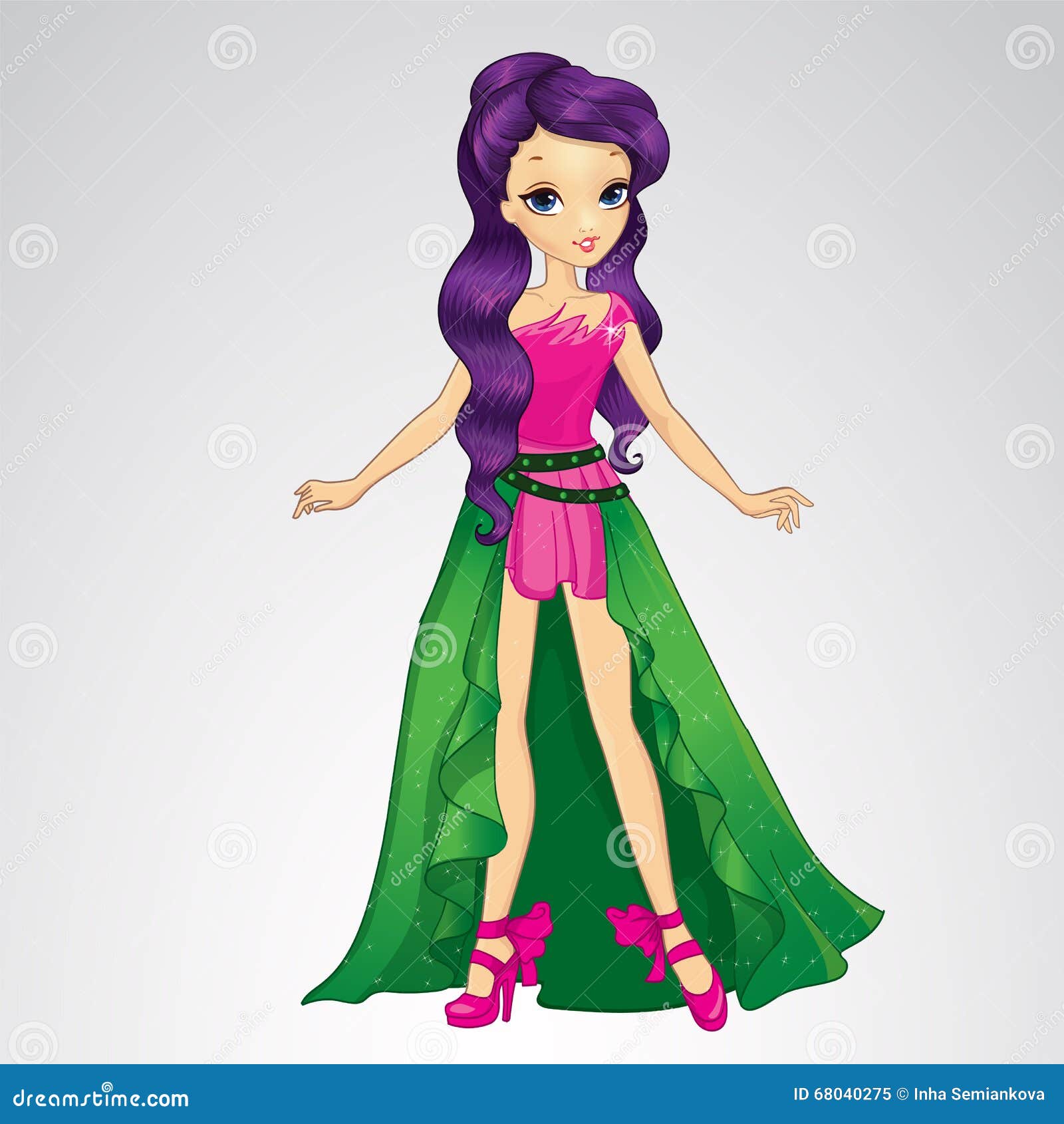 Fada Bonito Com Cabelo Roxo Ilustração do Vetor - Ilustração de inverno ...