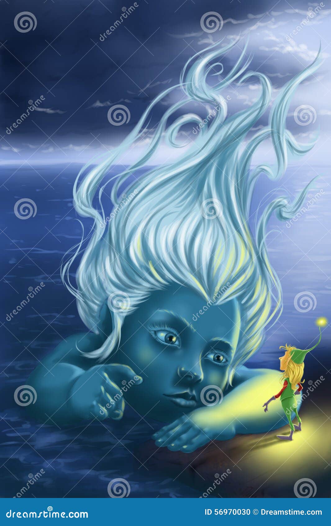Fada e gnomo do mar foto de stock. Imagem de gnomo, ondas - 56970030