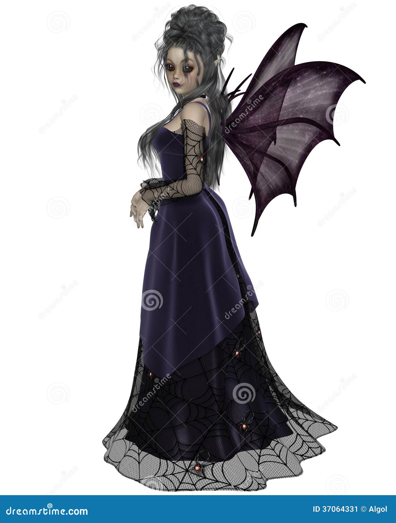 Fada gótico no roxo ilustração stock. Ilustração de esfarrapado - 37064331