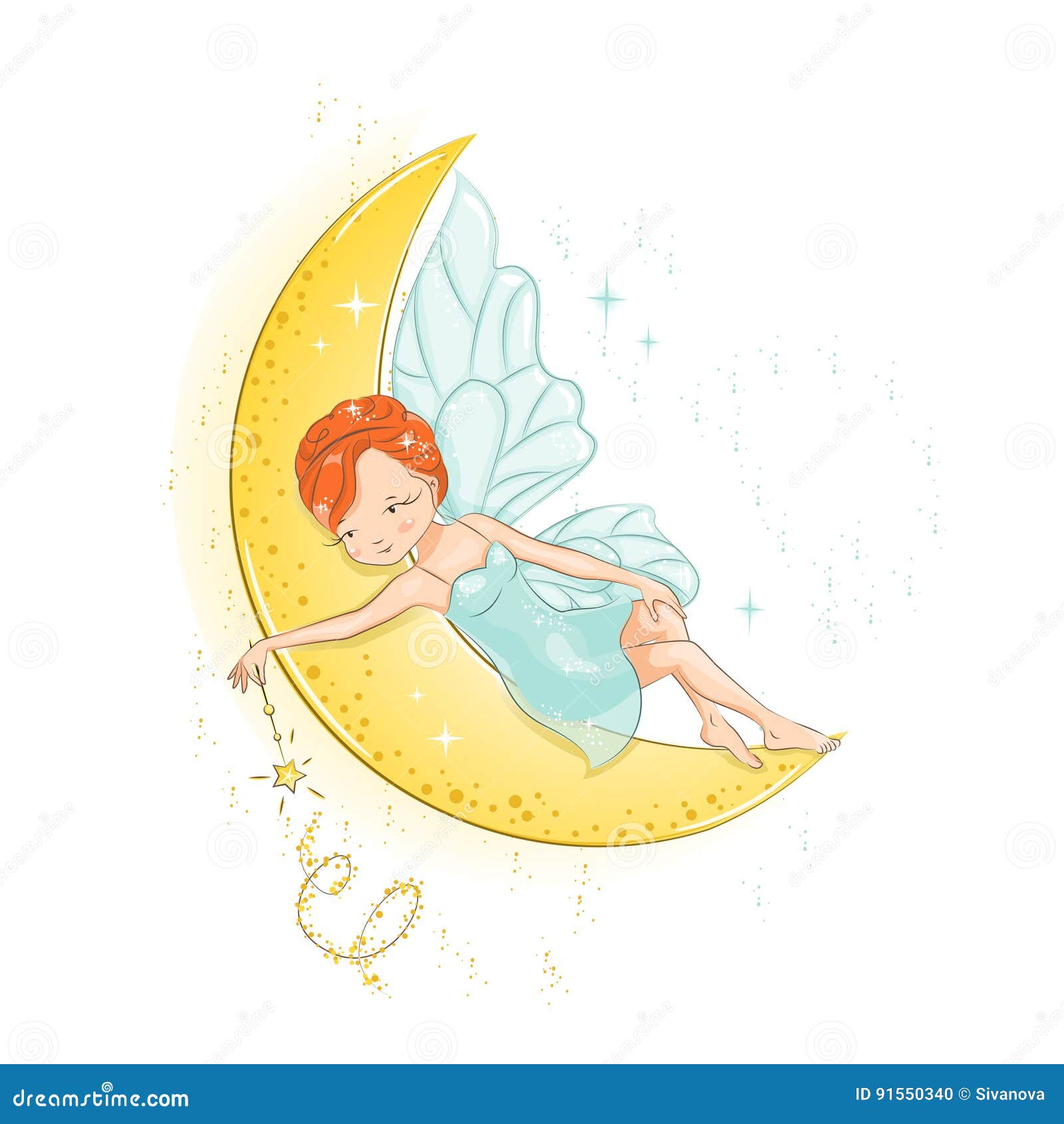 A fada pequena bonita ilustração do vetor. Ilustração de arte - 91550340