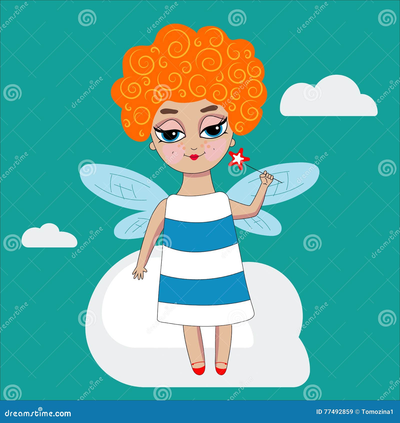 Fada pequena com asas ilustração do vetor. Ilustração de doce - 77492859