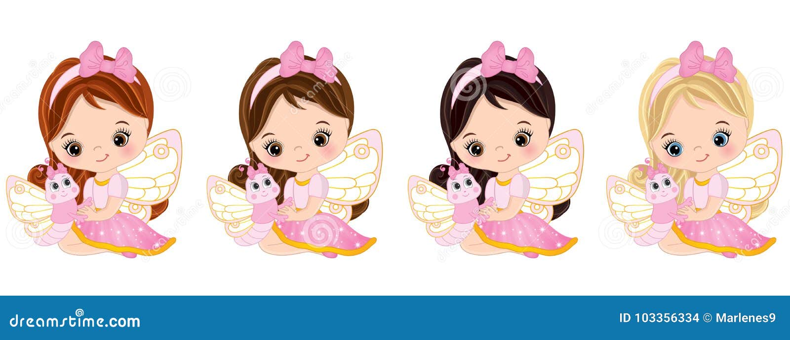 Fadas Pequenas Bonitos Do Vetor Com Borboletas Ilustração do Vetor ...