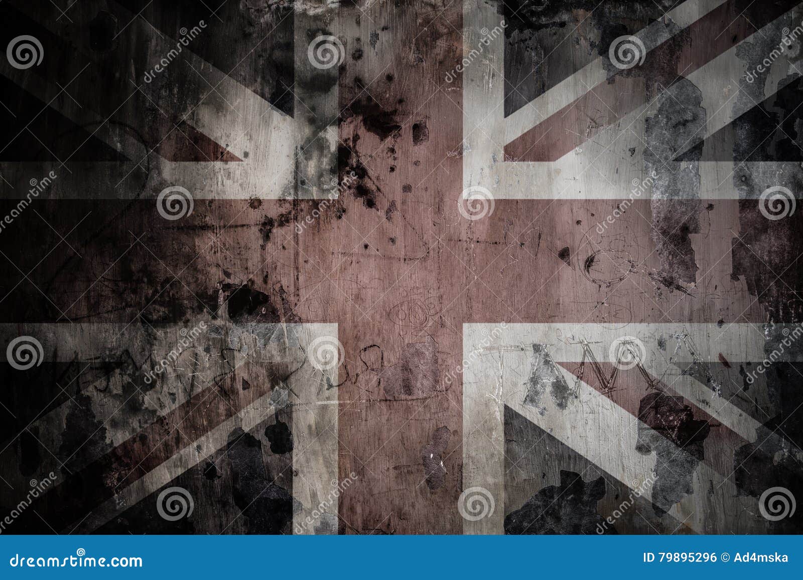 Faded British Flag on a Cracked Cement Wall Stock Illustration ...