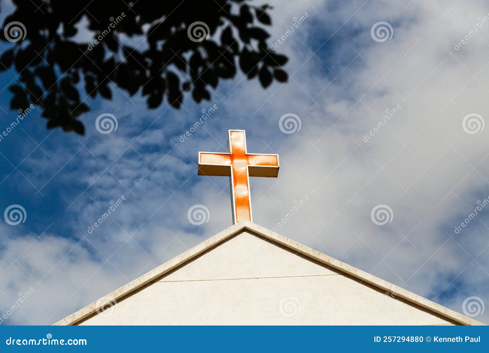Faded cross on church roof stock photo. Image of weathered - 257294880