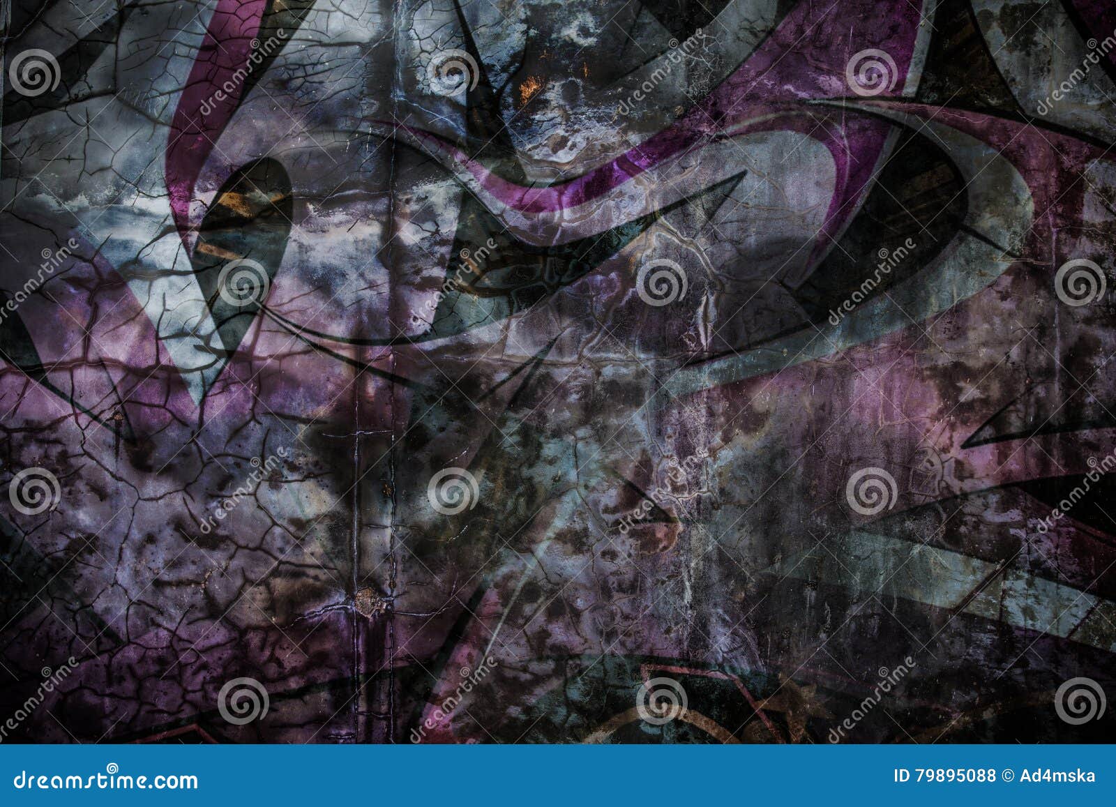 Faded Grafiti on Cracked Cement Wall Stock Illustration - Illustration ...