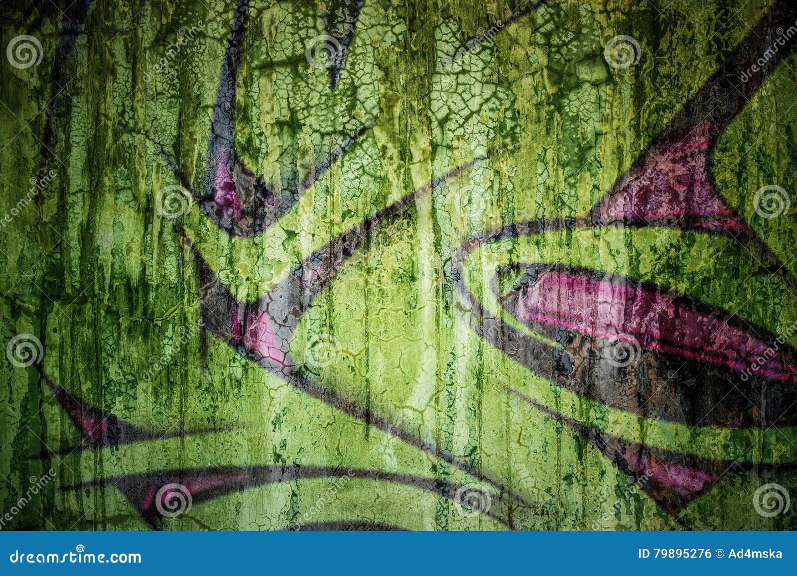 Faded Grafiti on Cracked Cement Wall Stock Illustration - Illustration ...