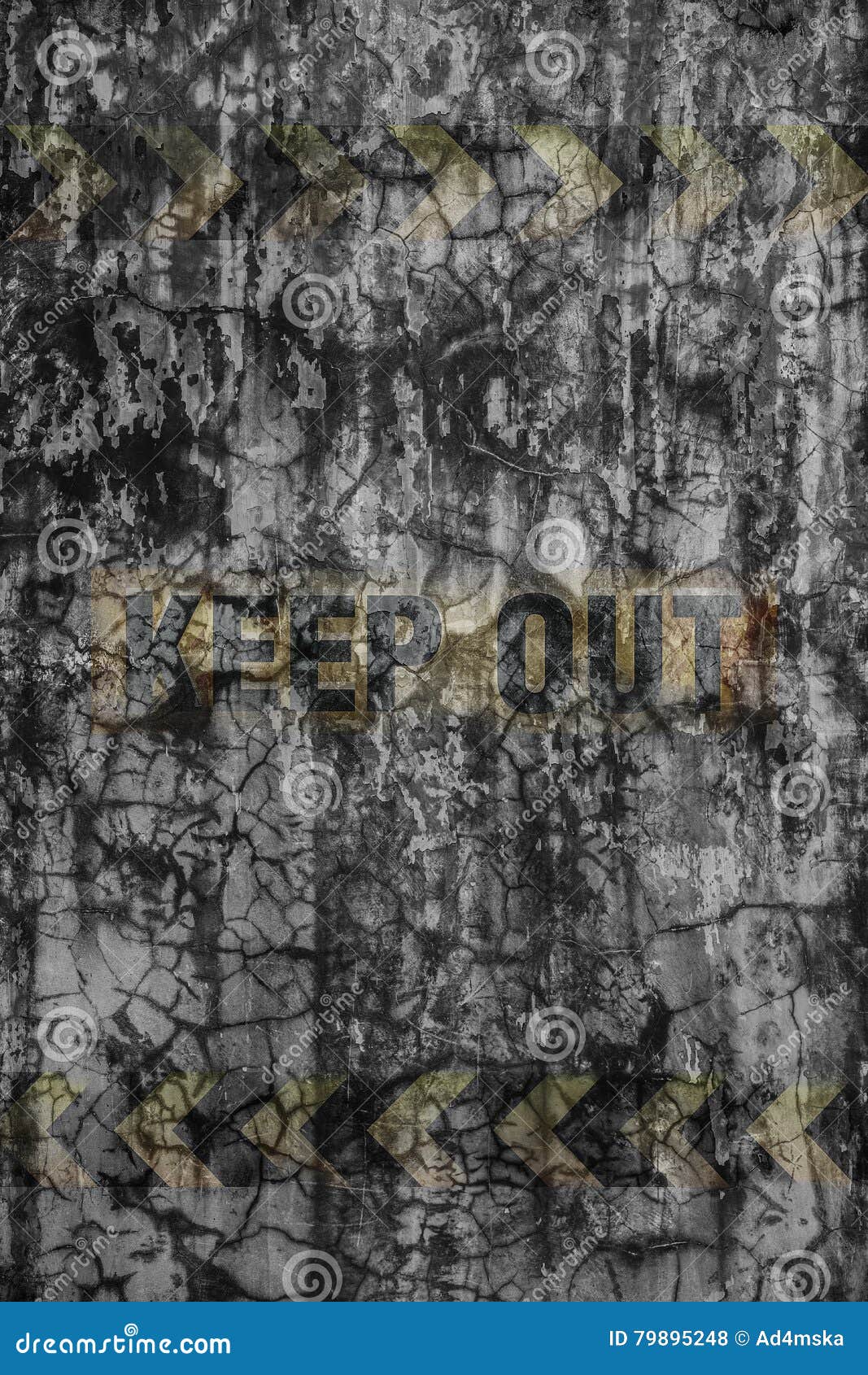 Faded Hazard Sign on Cracked Cement Wall Stock Illustration ...