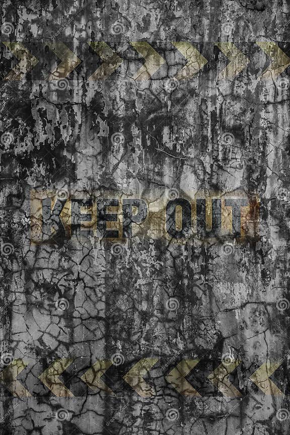 Faded Hazard Sign on Cracked Cement Wall Stock Illustration ...