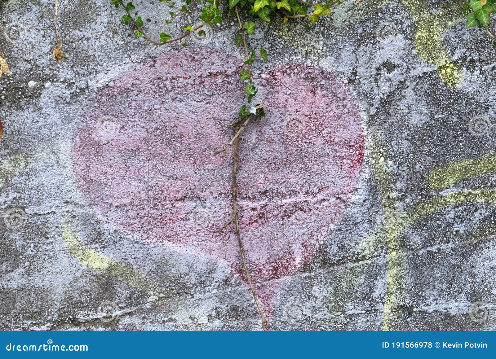 Faded Heart in Grunge Cement Wall Stock Photo - Image of yellow, love ...