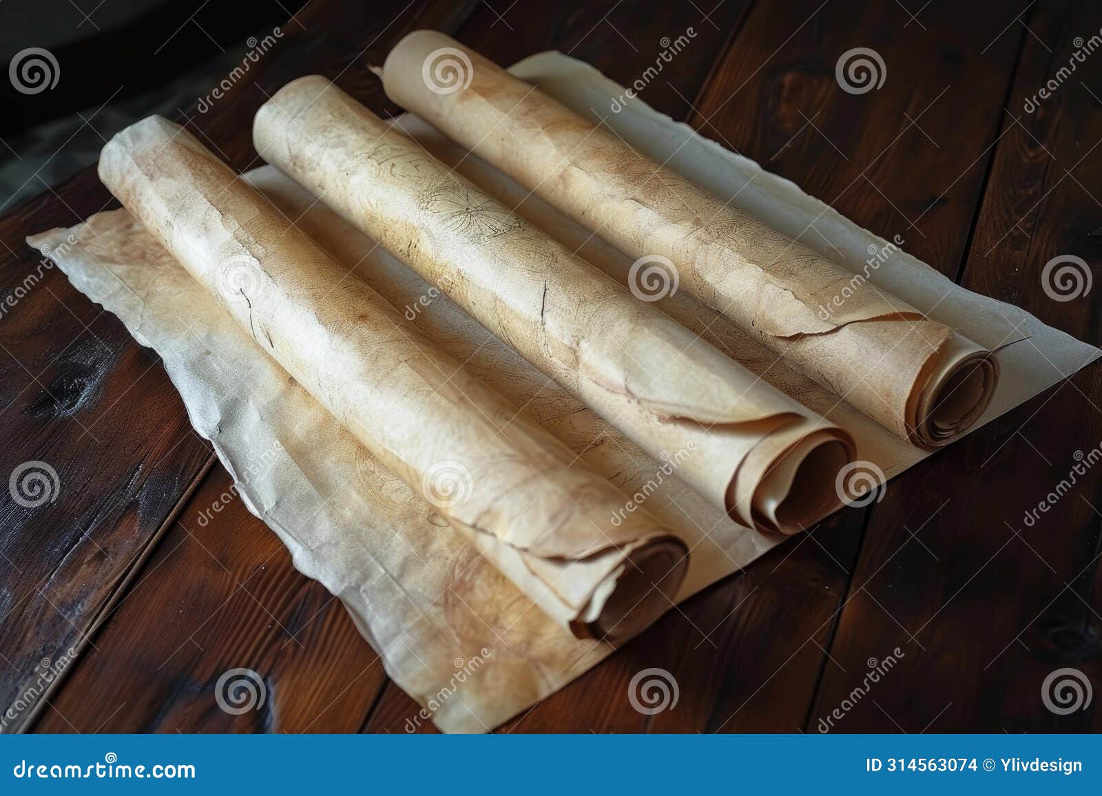 Faded Old Scrolls. Generate Ai Stock Photo - Image of antique, treasure ...