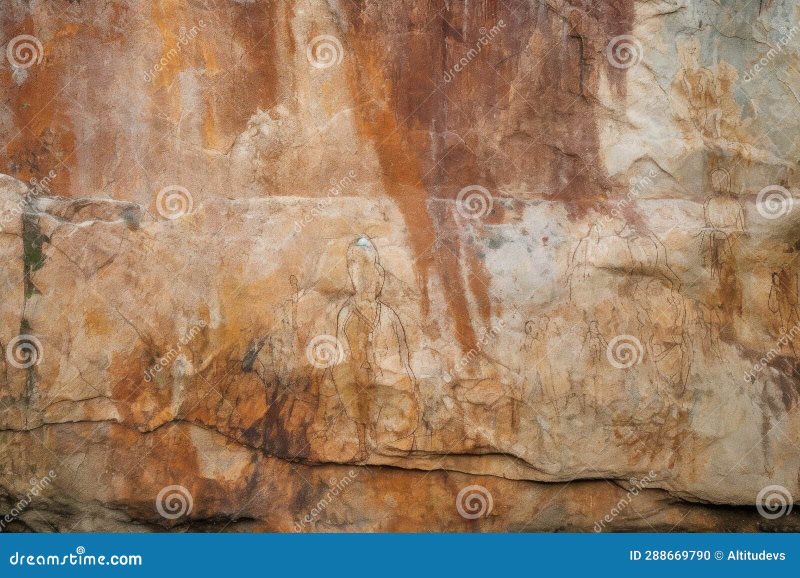 Aged Rock Featuring Prehistoric Paintings Royalty-Free Stock Photo ...