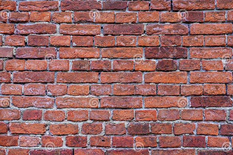 Faded Red Brick Wall Close-up with Rustic Texture for Design Use Stock ...
