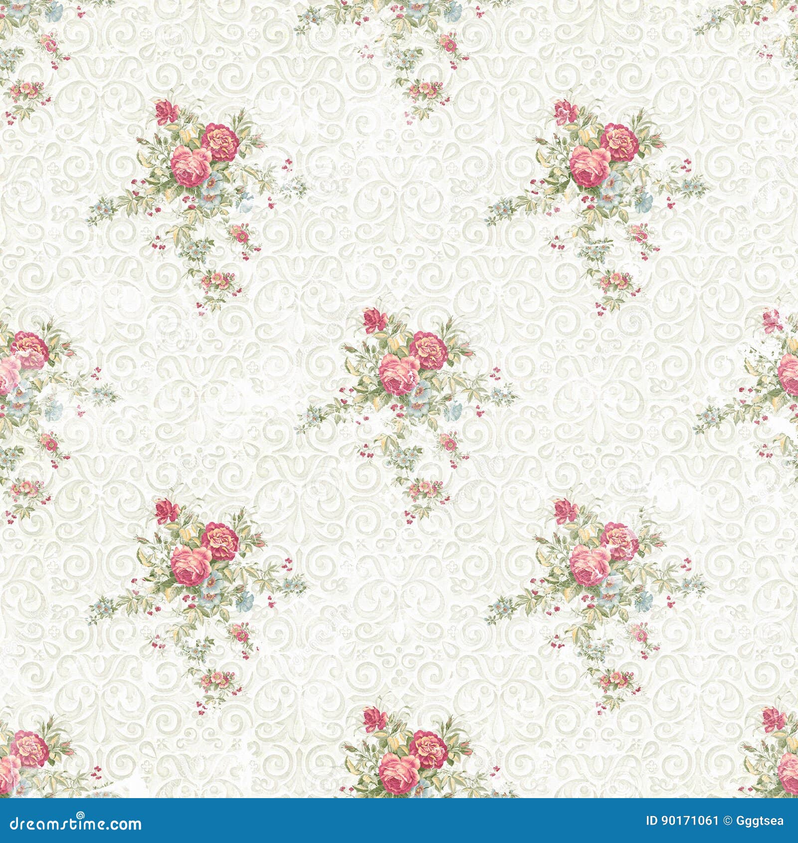 Faded Seamless Flower Pattern Ornament Background Stock Illustration ...