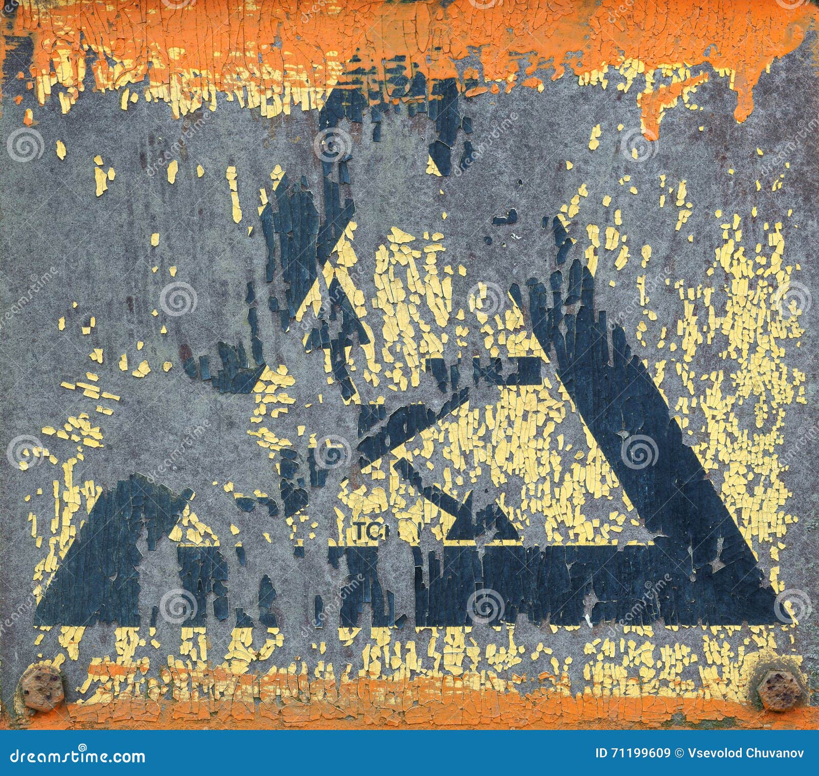 Faded and Shabby Warning Sign on a Metal Plate Stock Image - Image of ...