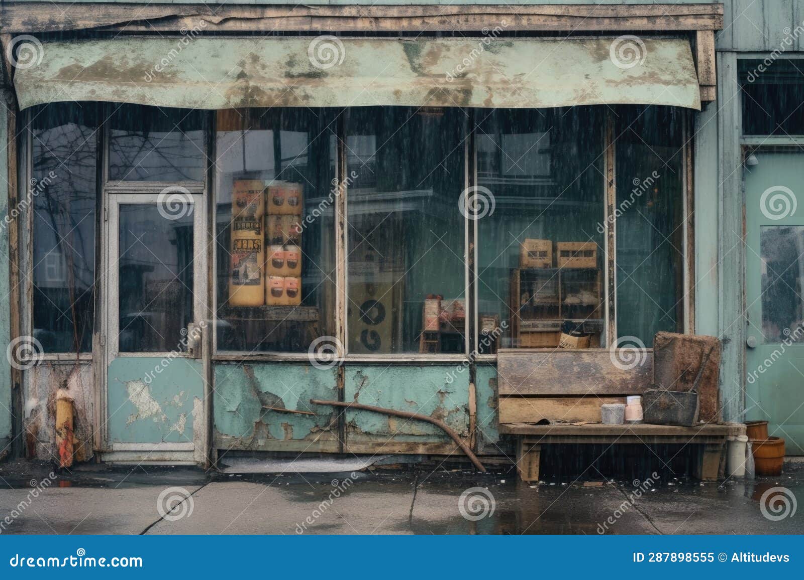 Faded Store Signage with Broken Windows Stock Image - Image of grunge ...