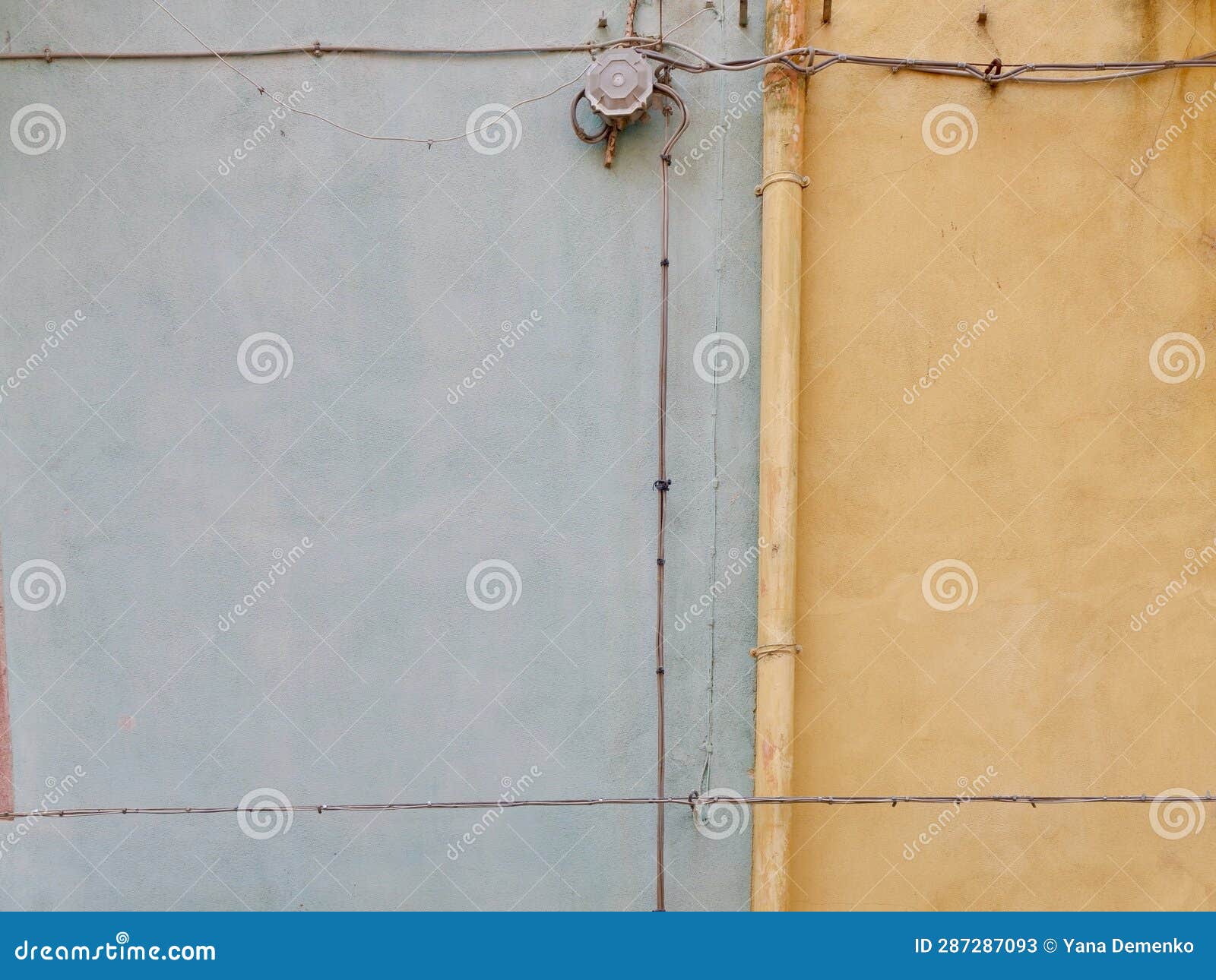 Faded Walls of Pastel Yellow and Grey Colour with Old Network of ...