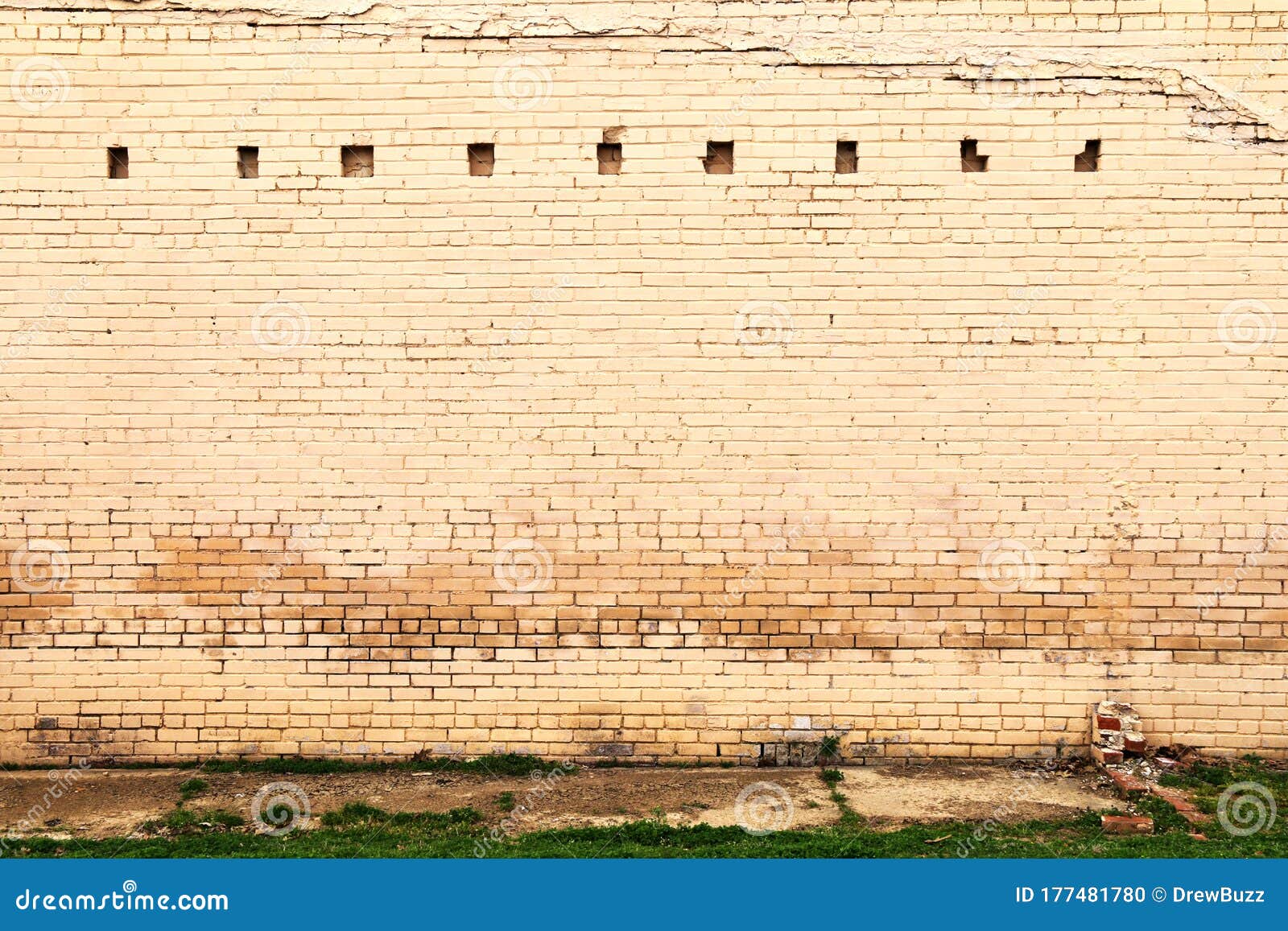 Faded Weathered Painted Stone Brick Warehouse Wall Stock Photo - Image ...