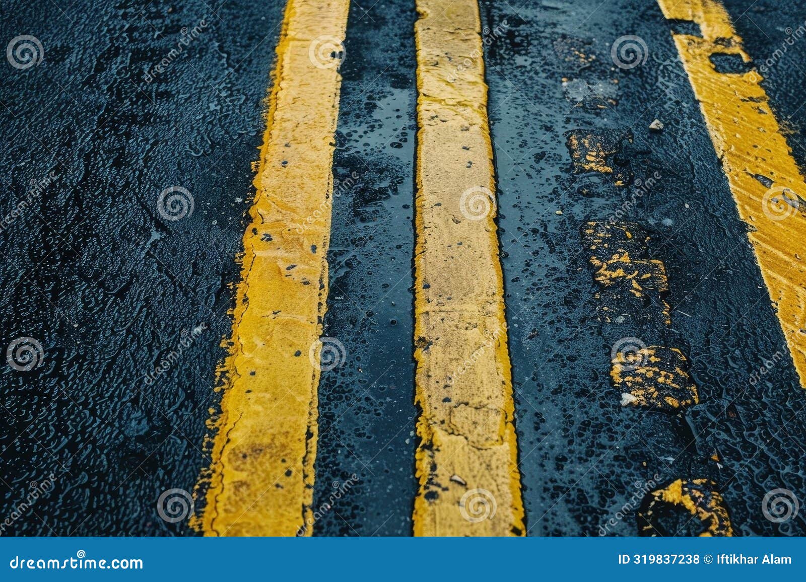 Faded Yellow Road Lines Blending into Asphalt Surface, Faded Road ...