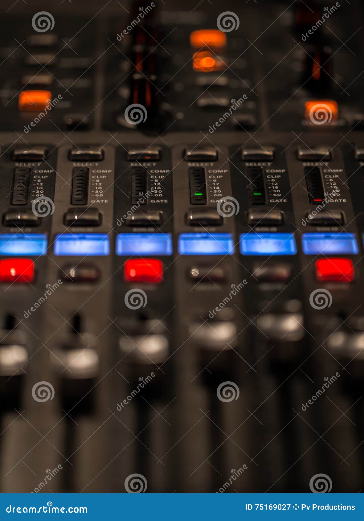 Fader Digital Mixing Console with Volume Meter Stock Image - Image of ...