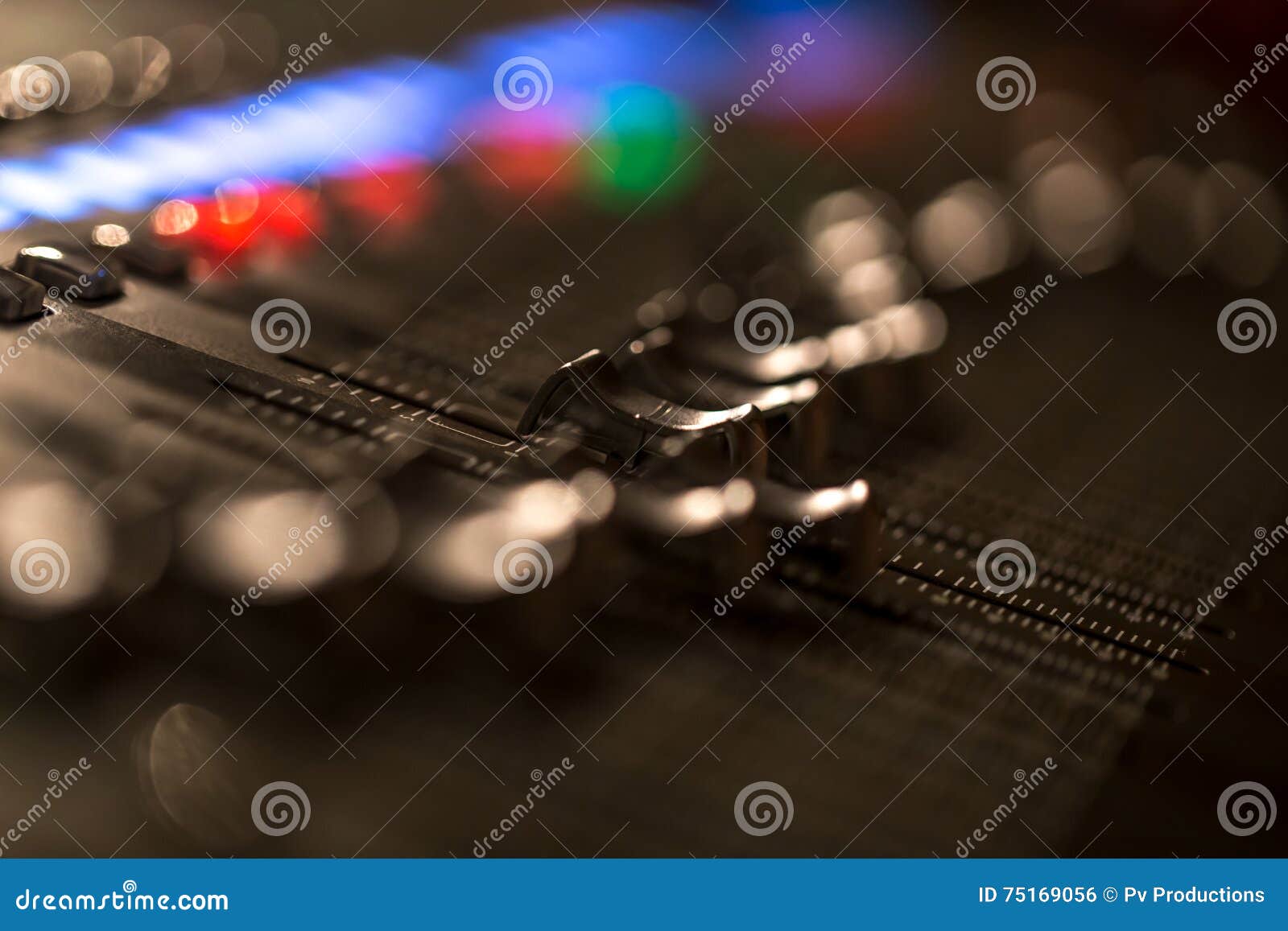 Fader Digital Mixing Console with Volume Meter Stock Photo - Image of ...