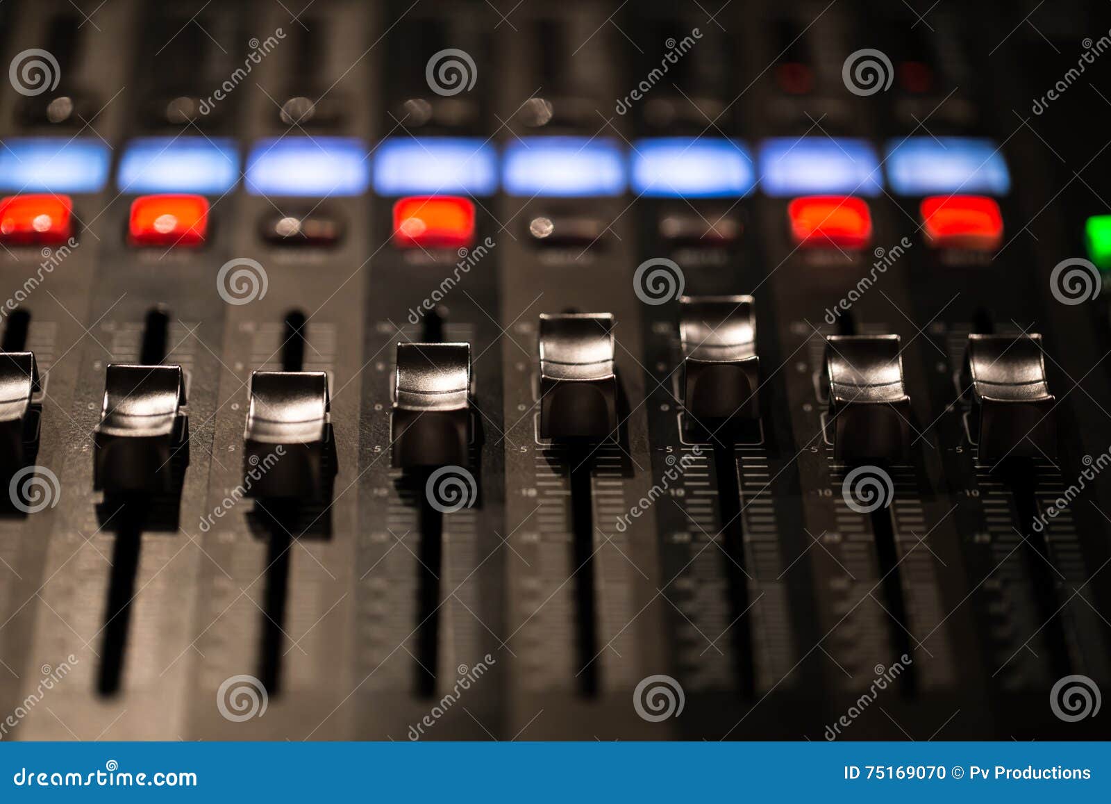 Fader Digital Mixing Console with Volume Meter Stock Photo - Image of ...
