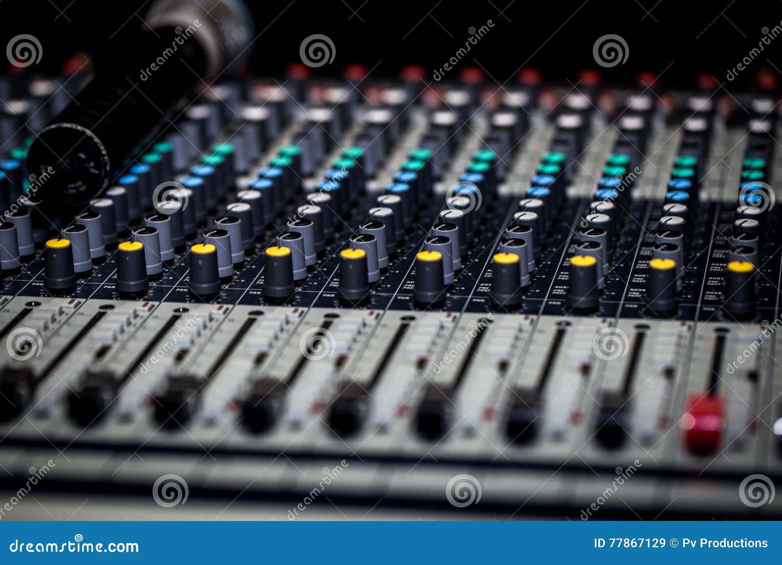 Fader Digital Mixing Console with Volume Meter Stock Image - Image of ...