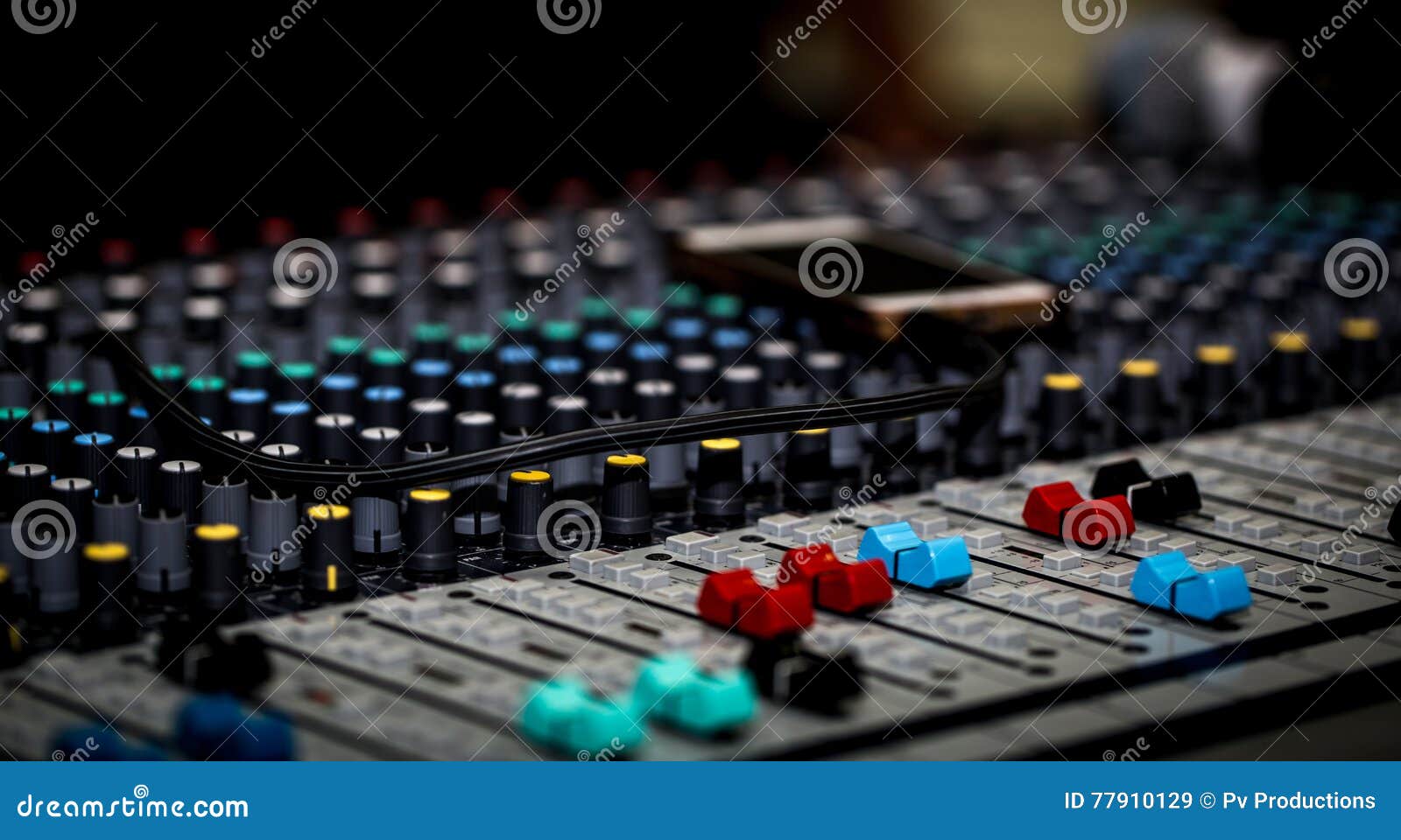 Fader Digital Mixing Console with Volume Meter Stock Image - Image of ...
