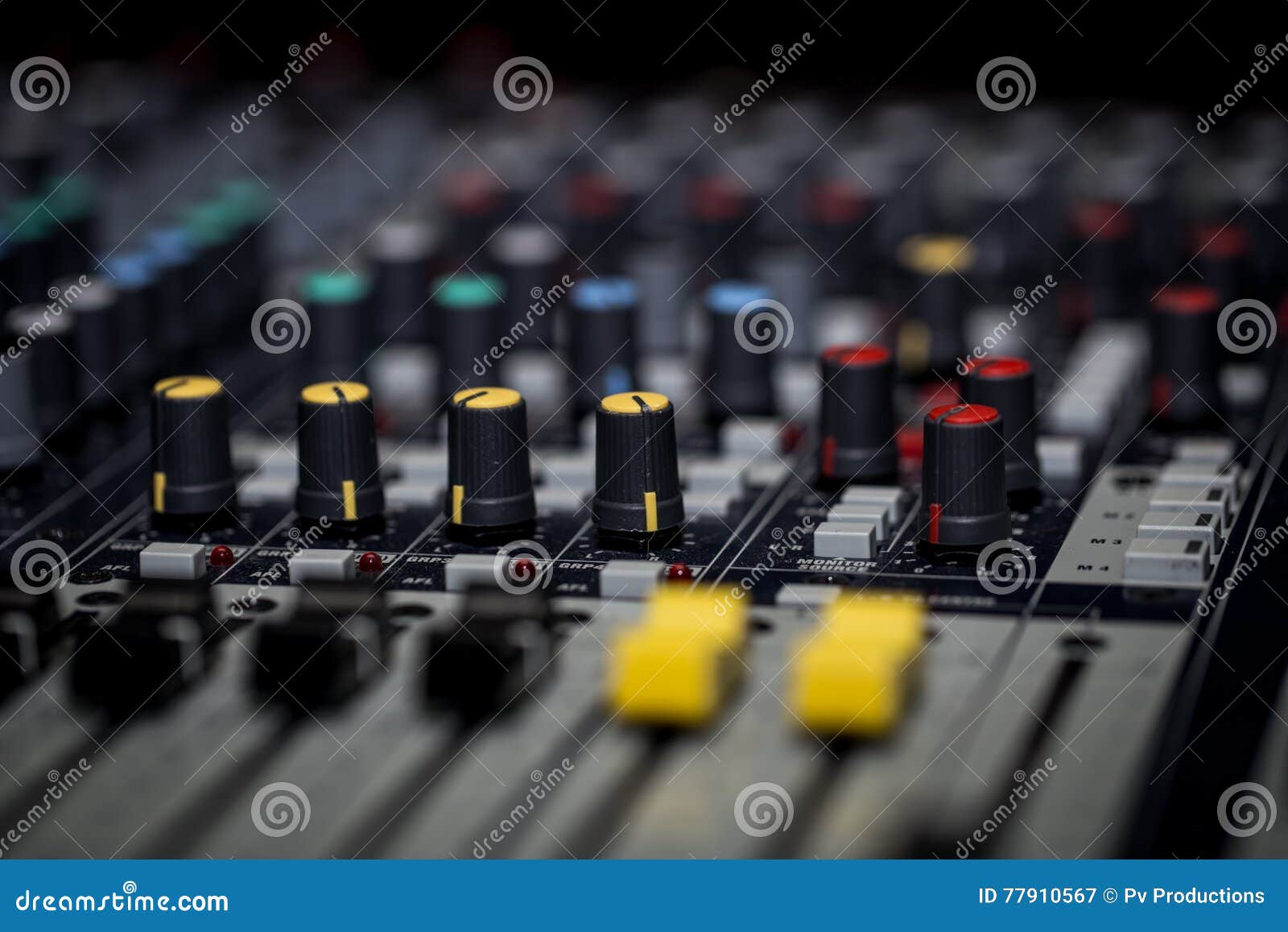 Fader Digital Mixing Console with Volume Meter Stock Image - Image of ...