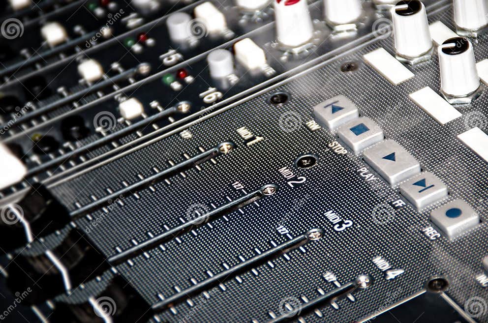 Faders and Buttons on a Mixing Board Stock Image - Image of music, main ...