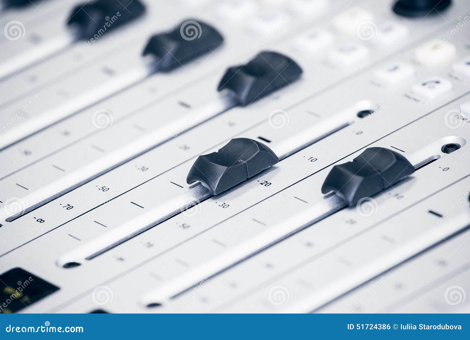 Faders on radio equipment stock photo. Image of mixer - 51724386