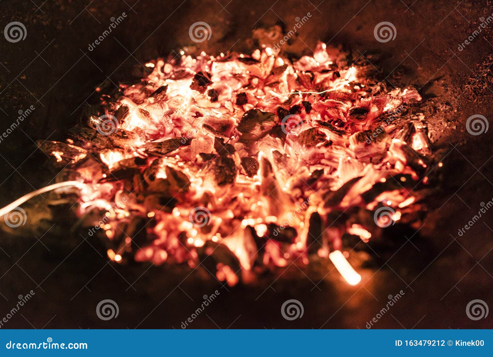 Fading Embers from a Wood Burning Fire at Night. Stock Photo - Image of ...
