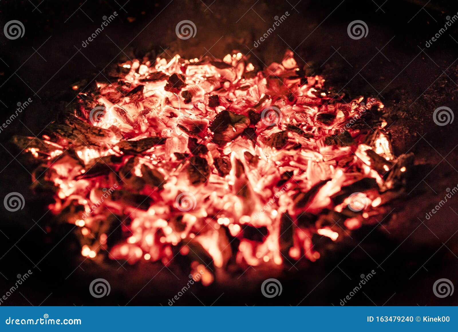 Fading Embers from a Wood Burning Fire at Night. Stock Photo - Image of ...