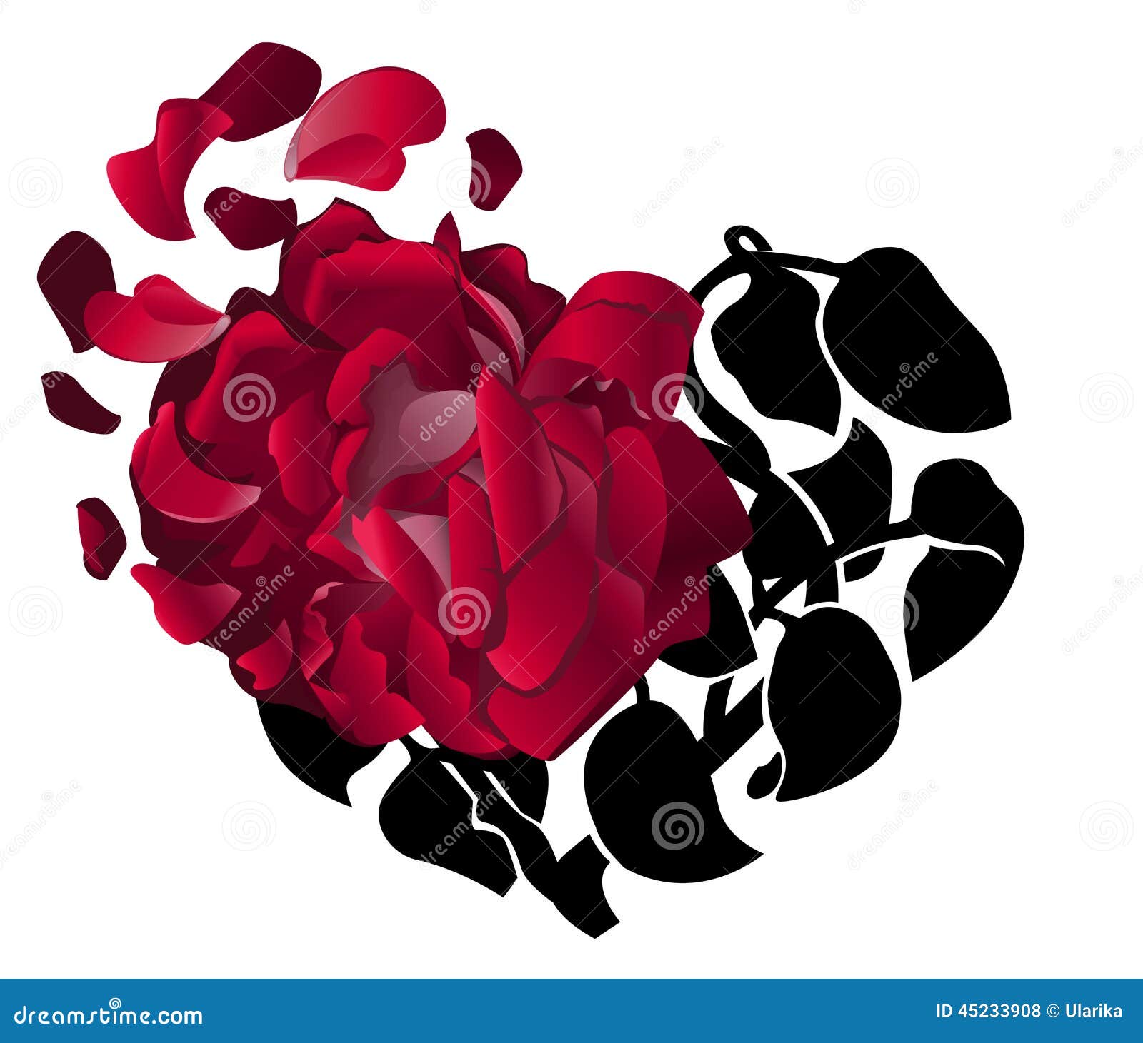 Fading rose. stock vector. Illustration of heart, sadness - 45233908