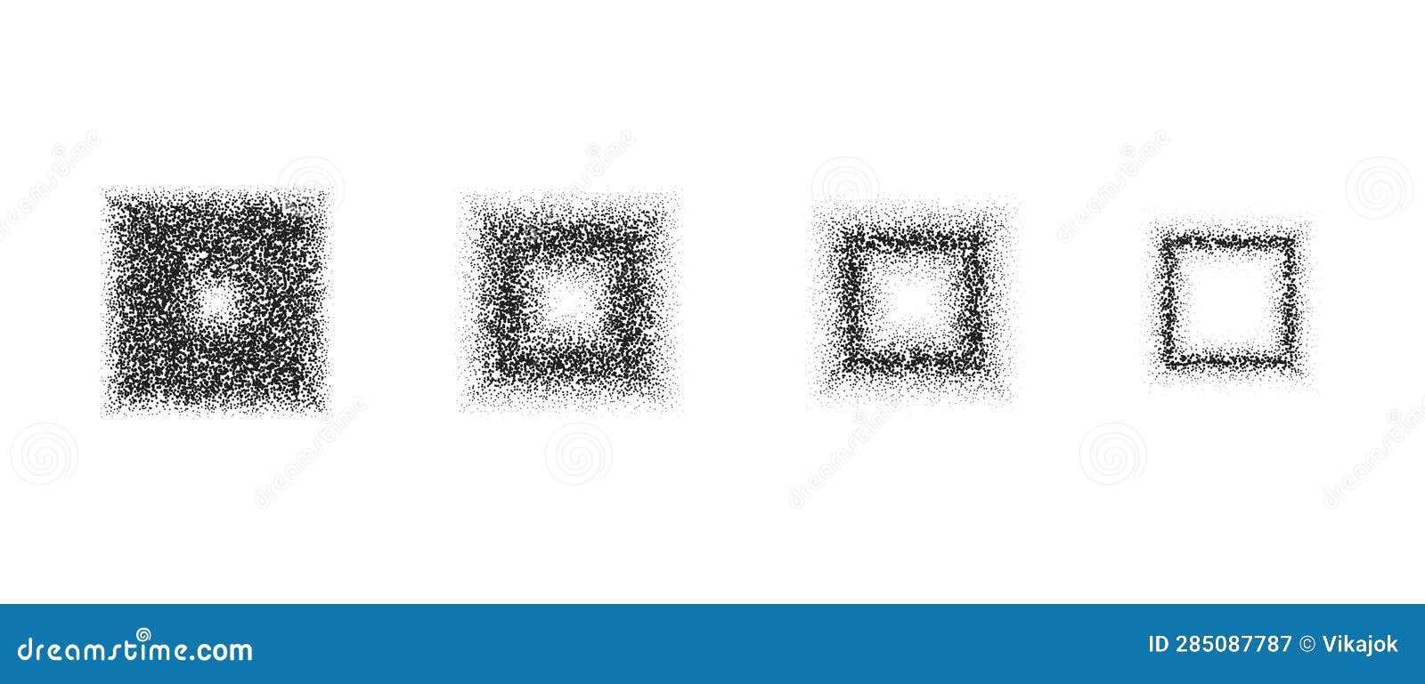 Fading Square Gradient Set. Black Dotted Texture Frames Collection ...