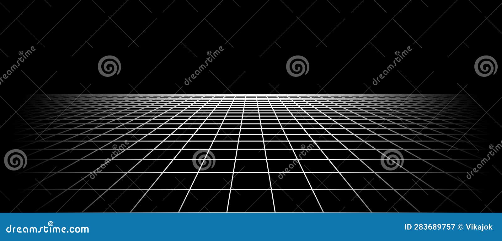 Fading Wireframe Grid. Vanishing Checkered Tile Floor Landscape Stock ...