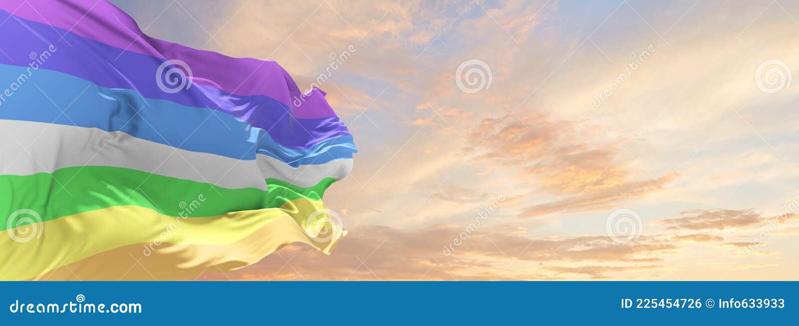 Fae Faer Lesbian Pride Flag Waving In The Wind At Cloudy Sky Freedom