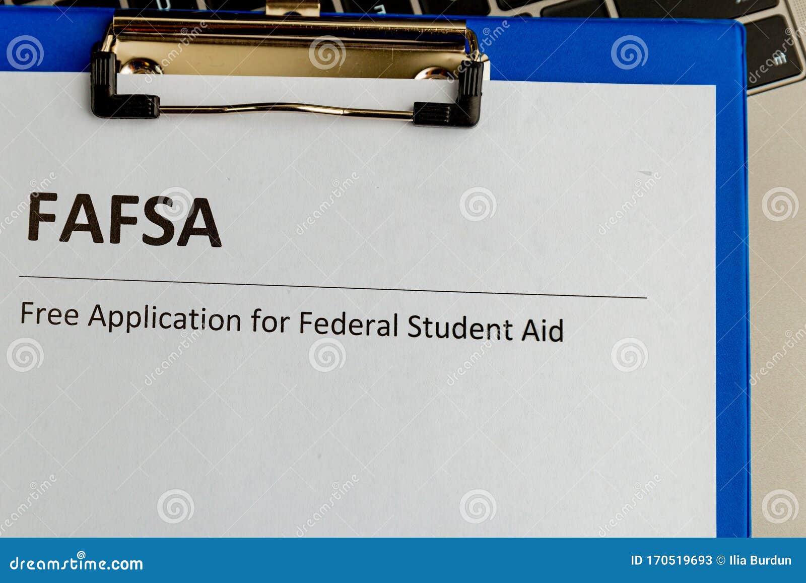 Fafsa. Student Aid Application Form on the Tablet. Stock Image - Image ...