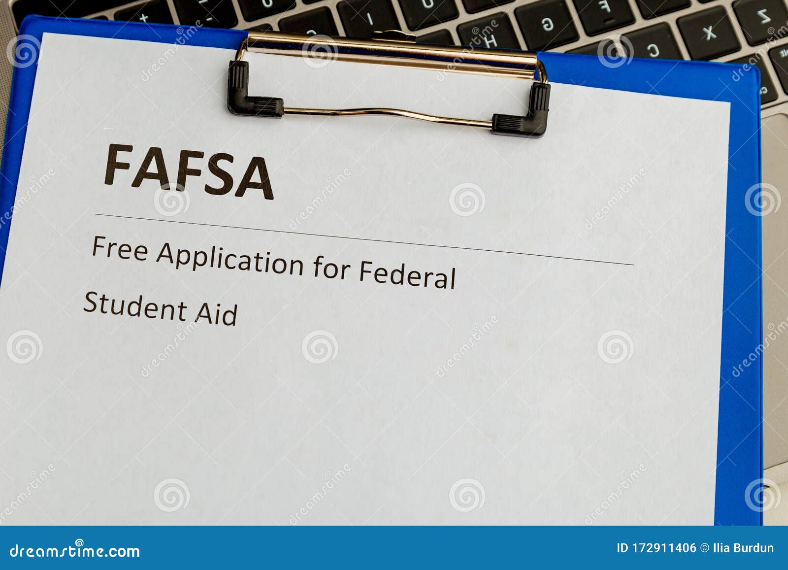 Fafsa. Student Aid Application Form on the Tablet. Stock Photo - Image ...