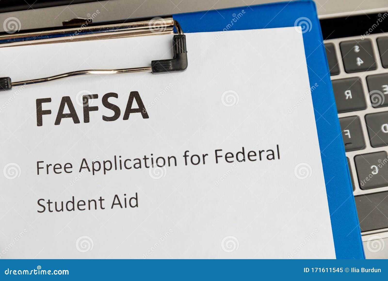 Fafsa. Student Aid Application Form on the Tablet. Stock Image - Image ...