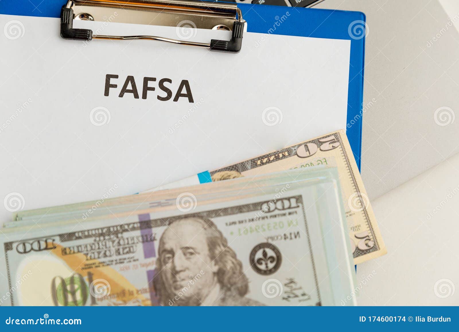 Fafsa. Student Aid. Money on the Table. Stock Photo - Image of money ...