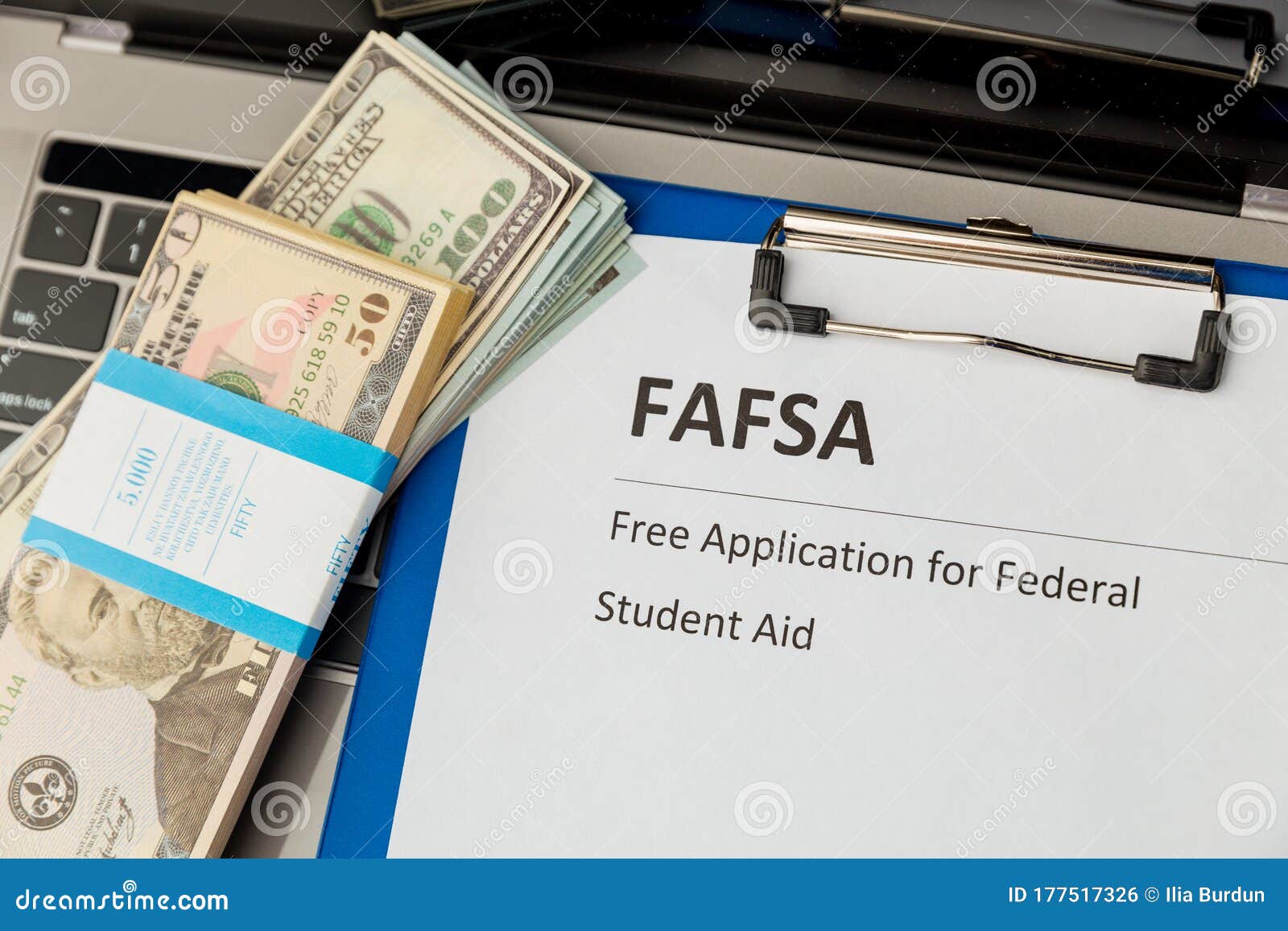 Fafsa. Student Aid. Money on the Table. Stock Photo - Image of wealth ...