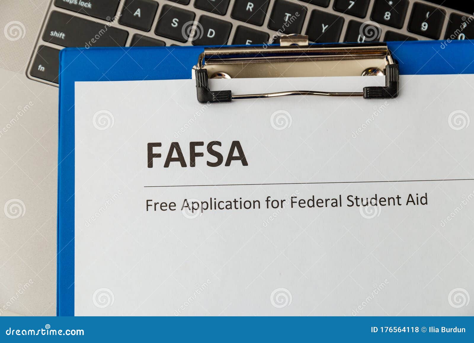 Fafsa. Student Aid Statement Form and Money on the Tablet. Stock Photo ...
