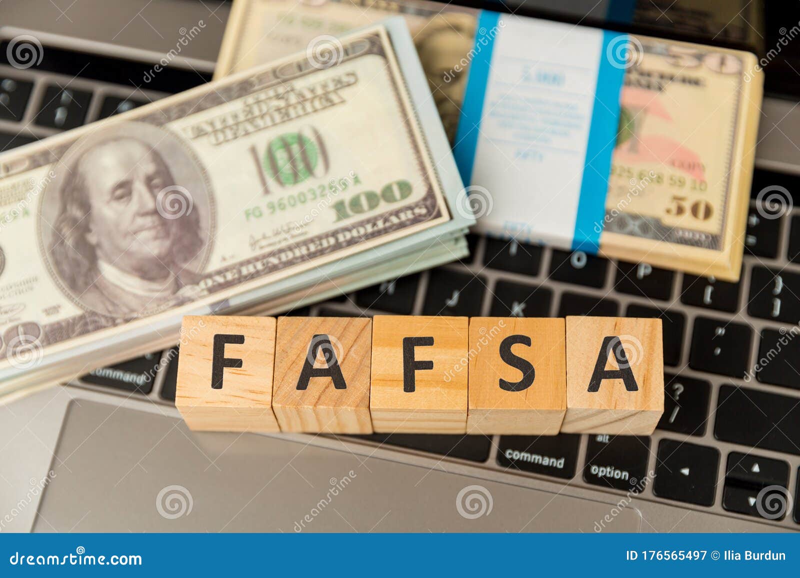 Fafsa. Student Aid Statement Form and Money on the Tablet. Stock Image ...