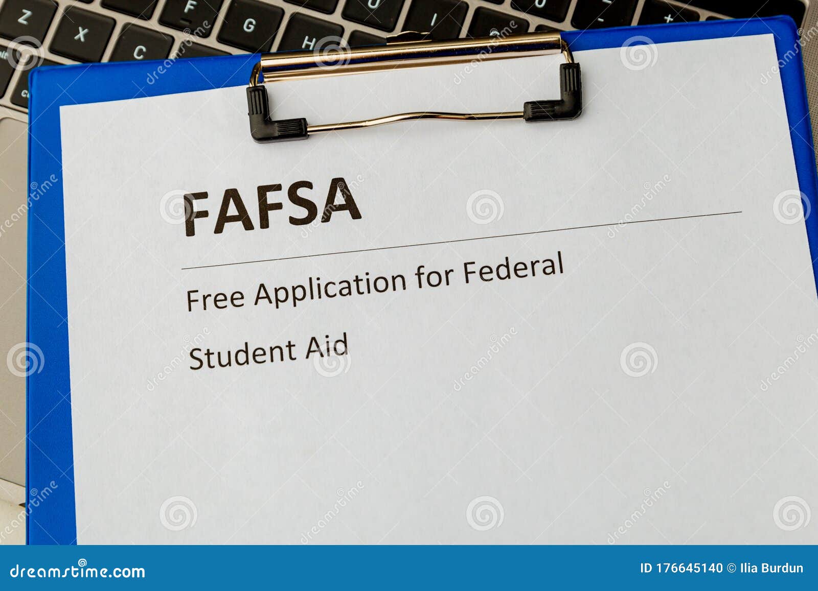Fafsa. Student Aid Statement Form and Money on the Tablet. Stock Photo ...