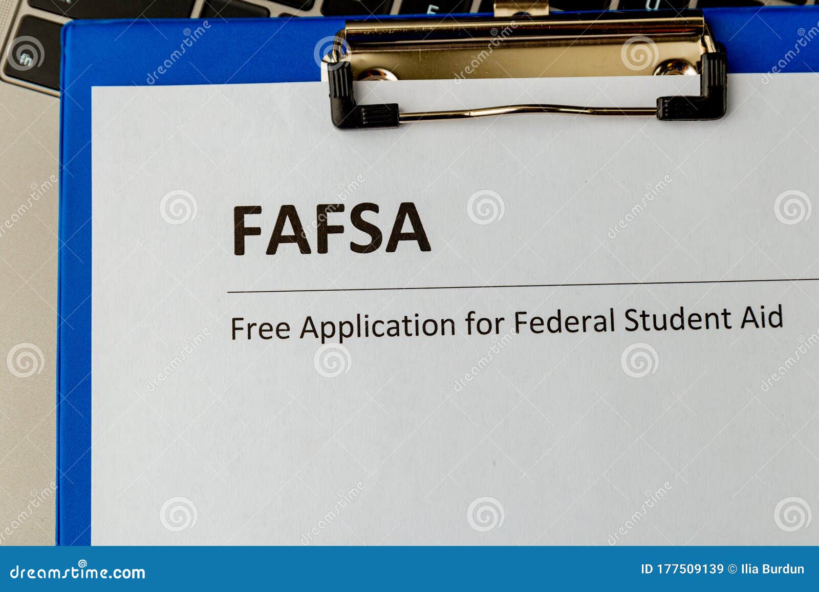 Fafsa. Student Aid Statement Form and Money on the Tablet. Stock Image ...