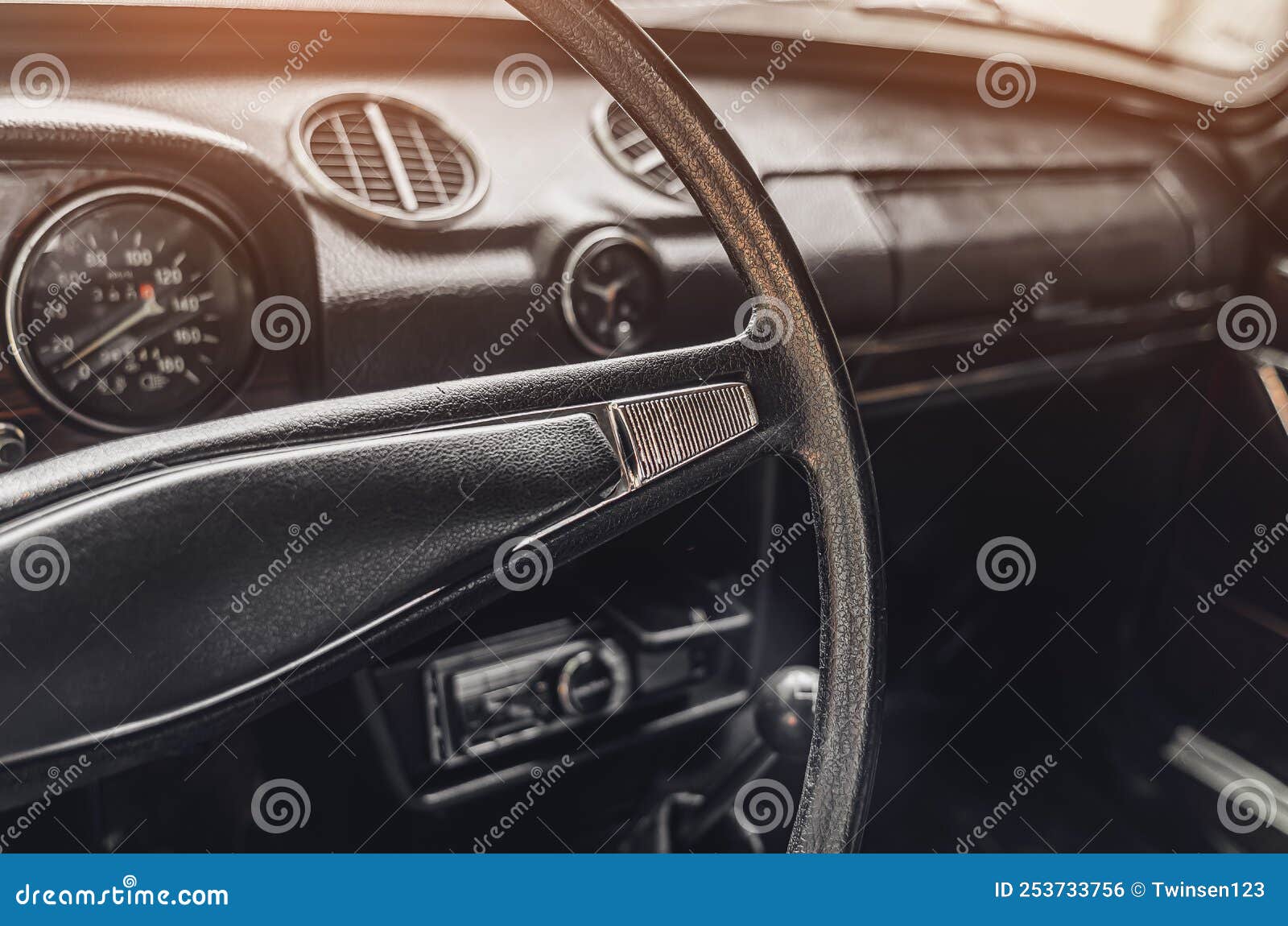 A Fragment of the Interior of an Old Zhiguli Car. Toolbar. Helm Stock ...
