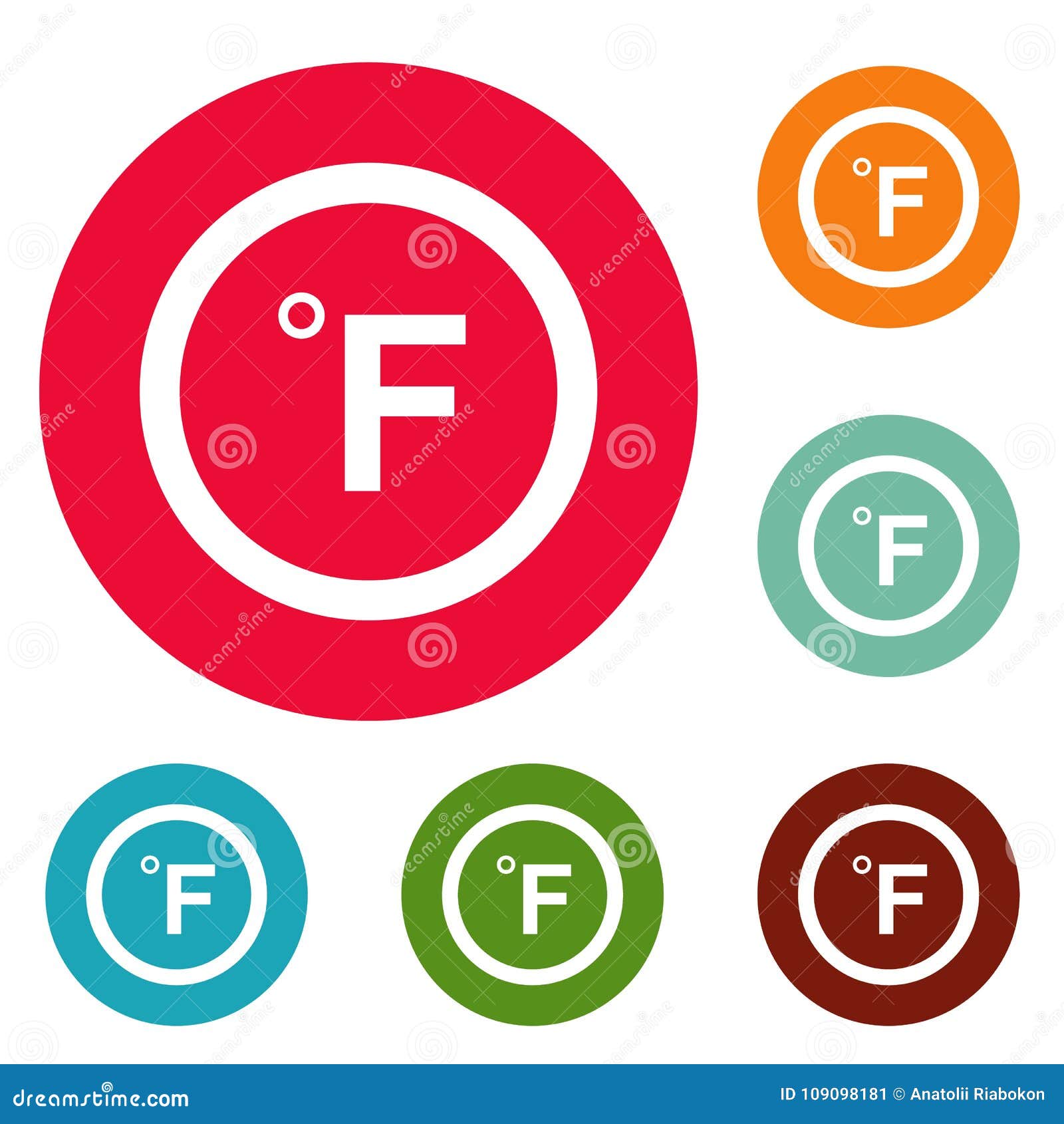 Fahrenheit Icons Circle Set Vector Stock Vector - Illustration of ...