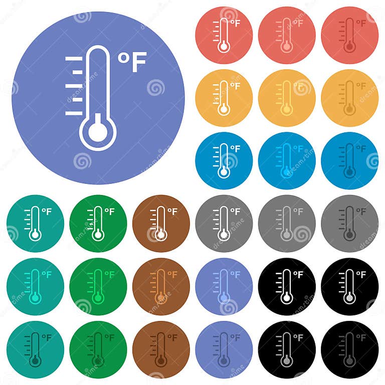 Fahrenheit Thermometer Cold Temperature Round Flat Multi Colored Icons ... Fahrenheit Thermometer Cold Temperature Round Flat Multi Colored Icons ...